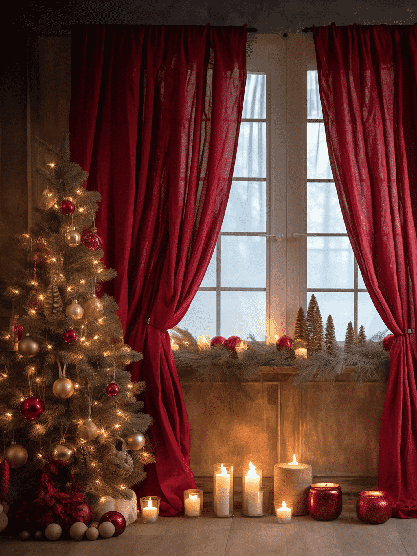 Maroon curtains – True Things